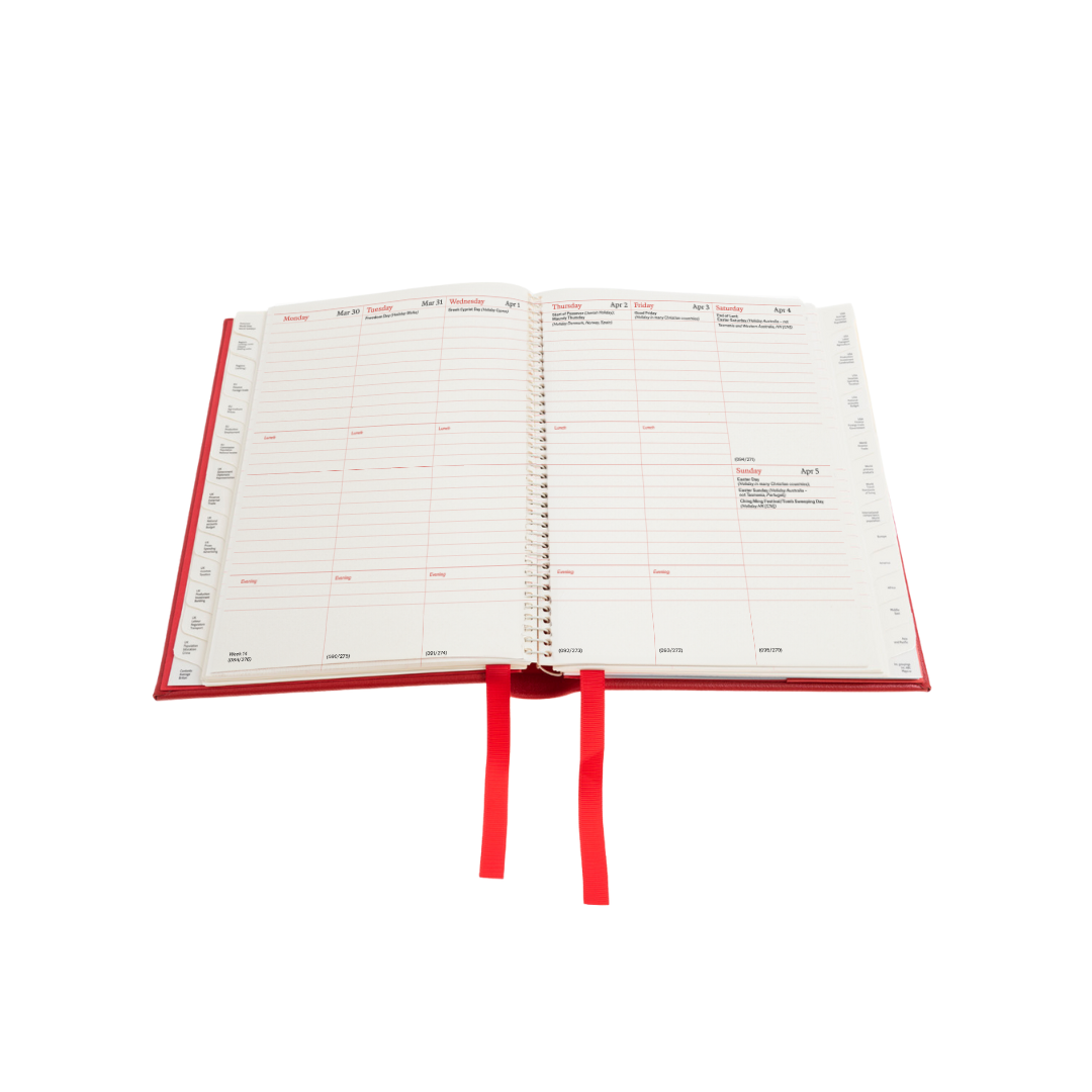 2026 Desk Diary - Week-to-View Planner - Red – The Economist Diaries UK